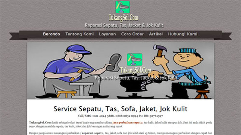 Pembuatan Website Jasa Reparasi Sepatu, Sofa, Tas, Jaket di Tangerang
